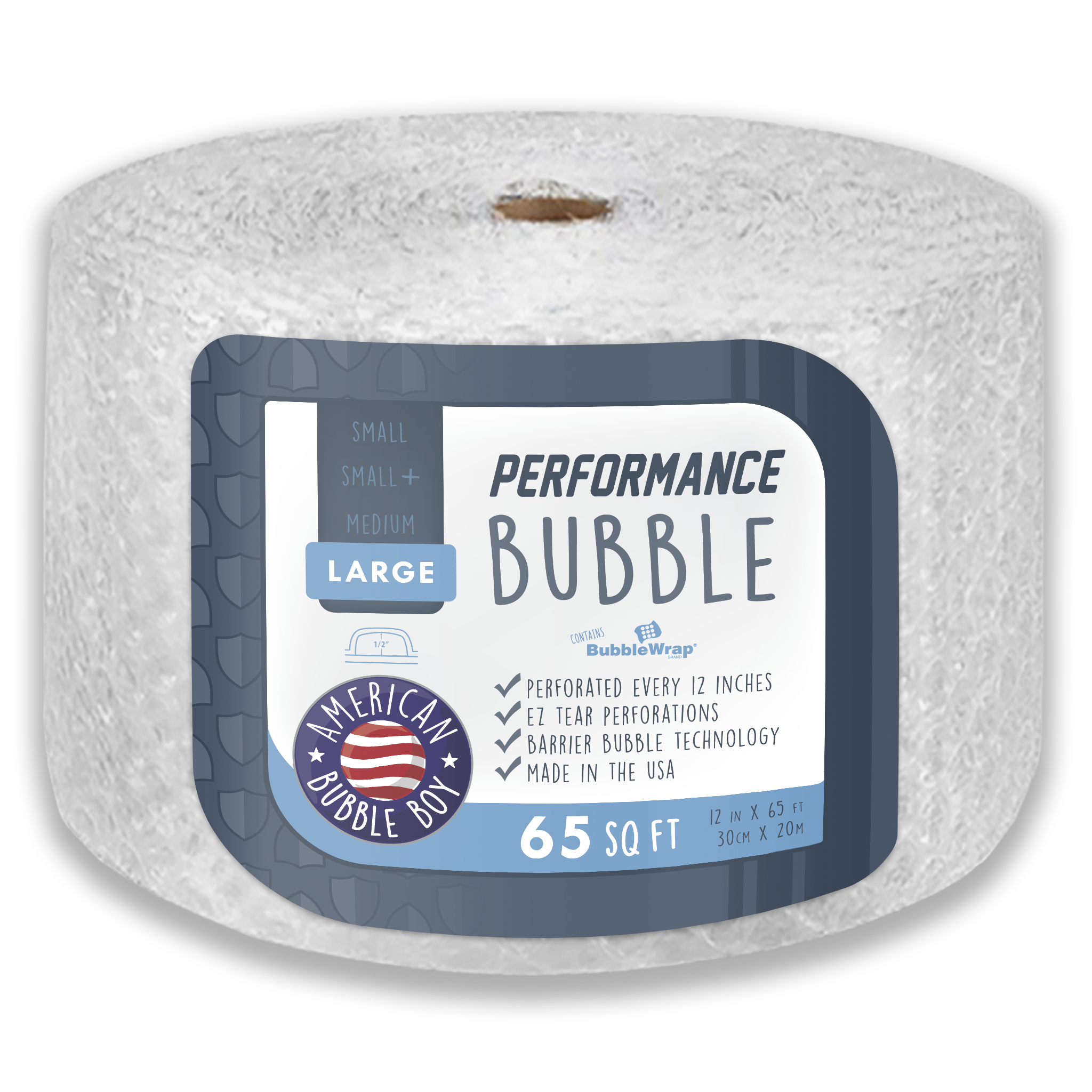 PERFORMANCE - 12" Large (1/2) Bubble Wrap - 65 Square Feet per Roll – AmericanBubbleBoy