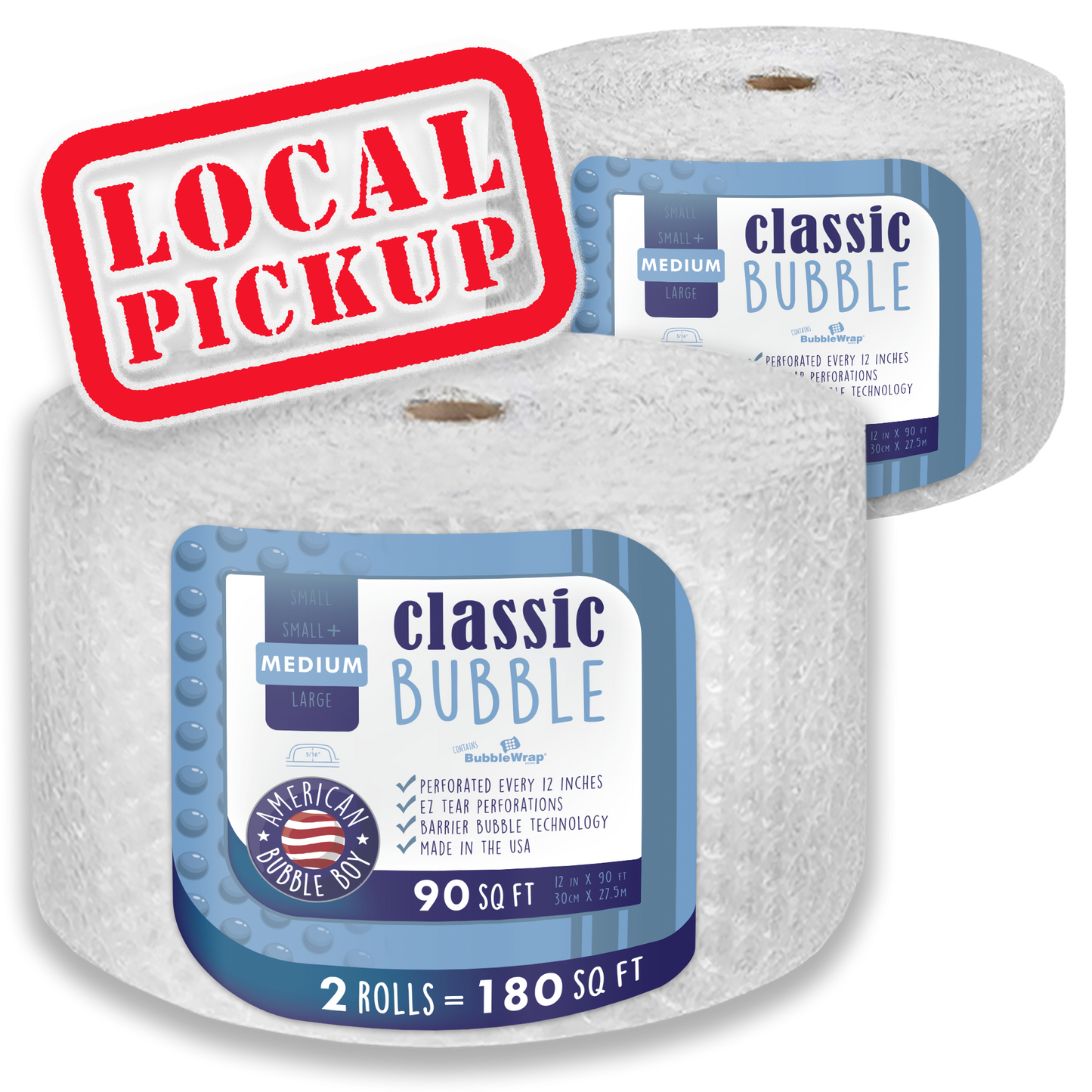 SAME DAY LOCAL PICKUP - CLASSIC, 12" Medium (5/16) Bubble Wrap - 90 Sq ...