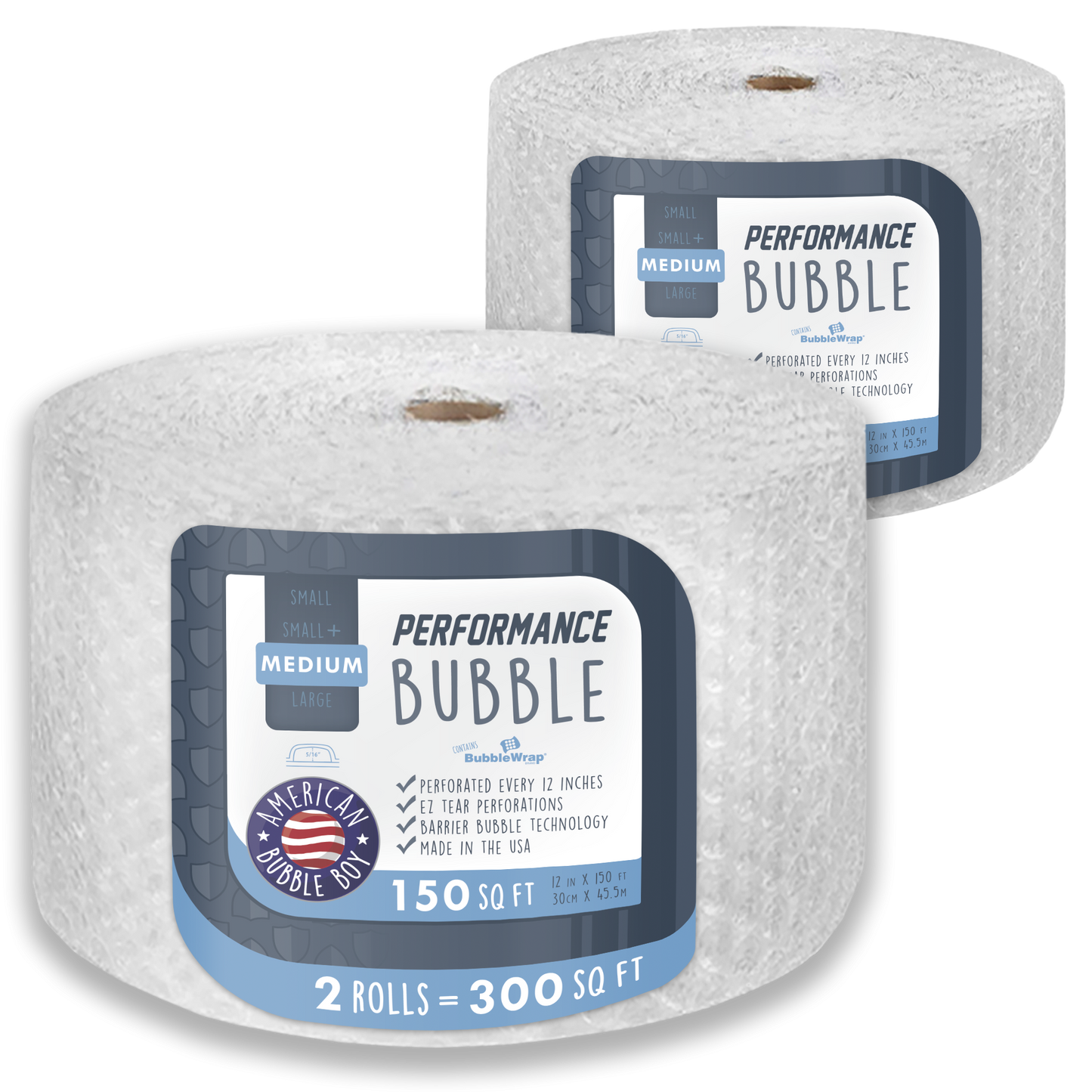 PERFORMANCE - 12" Medium (5/16) Bubble Wrap - 150 Square Feet per Roll ...