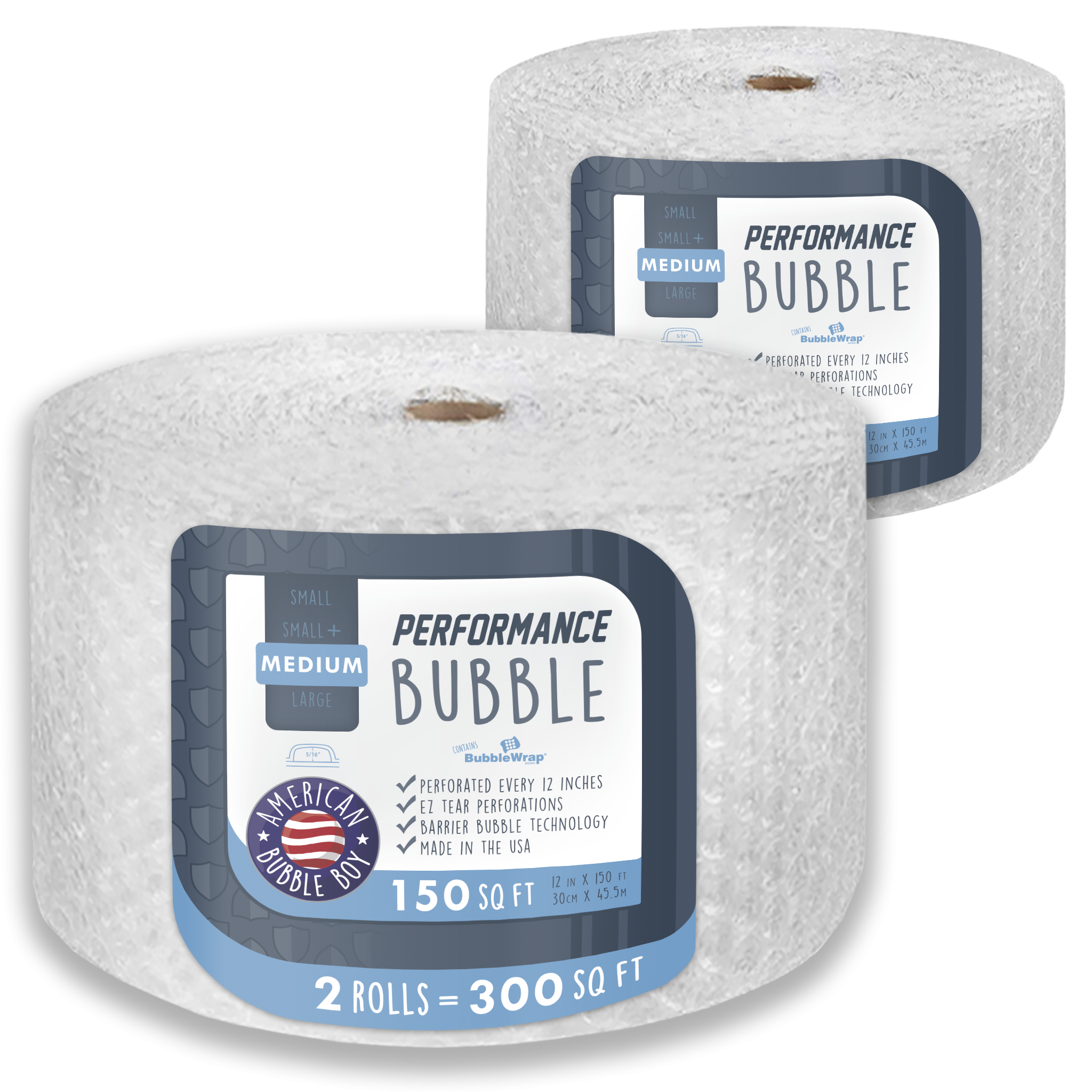 PERFORMANCE - 12" Medium (5/16) Bubble Wrap - 150 Square Feet per Roll ...
