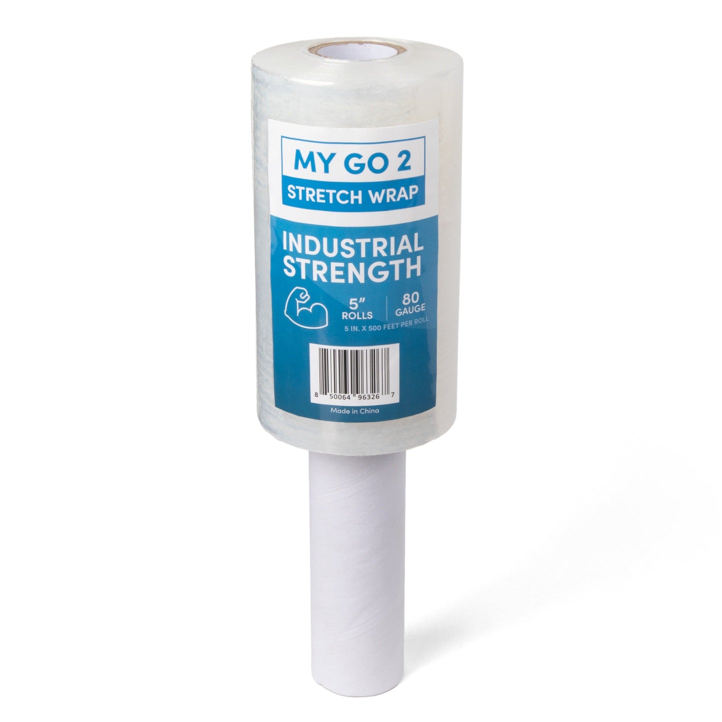 5" Stretch Wrap Rolls, 500ft Clear Industrial Strength with Handle, 80 ...
