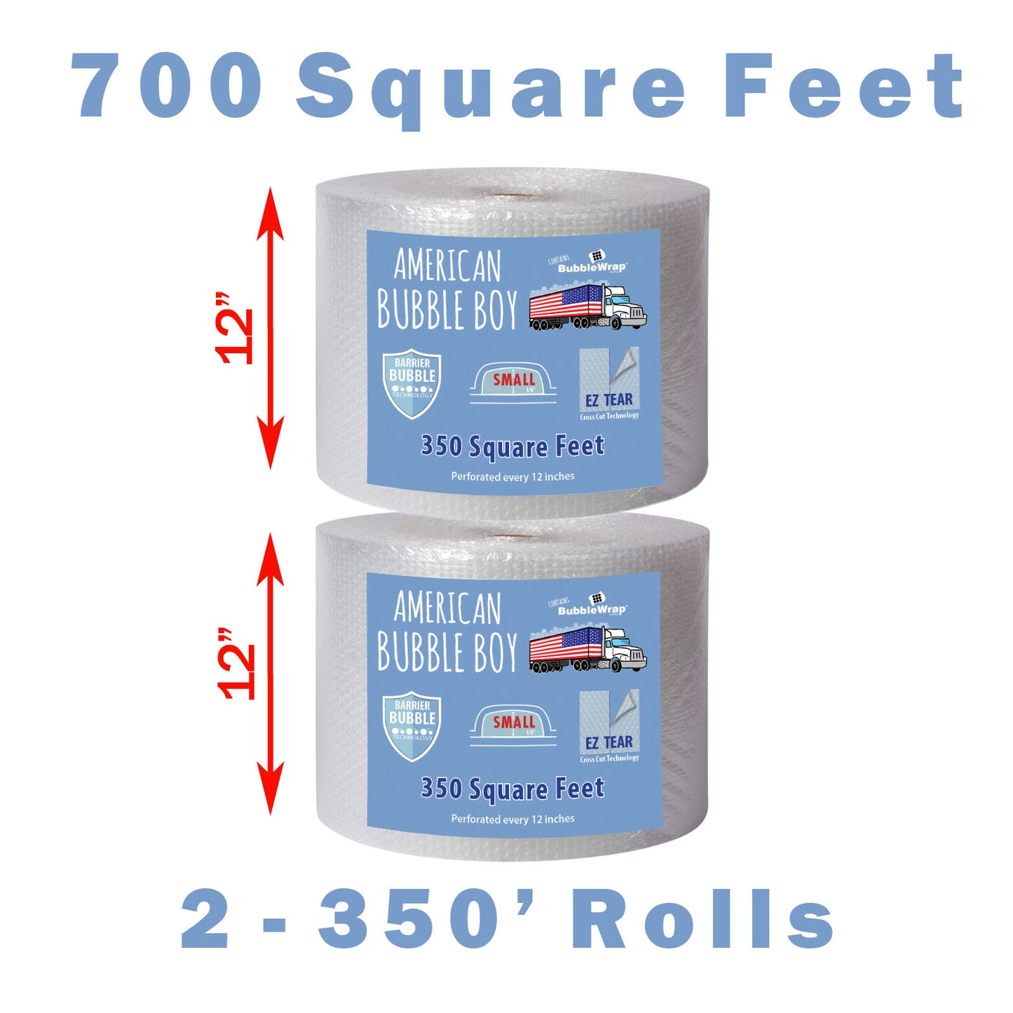 12" Small (1/8) American Bubble Boy Bubble Wrap - 700 Square feet – AmericanBubbleBoy